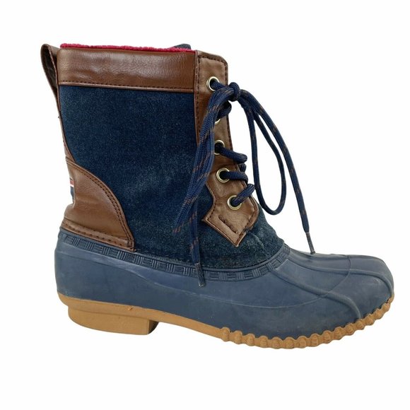 Tommy Hilfiger | Shoes | Tommy Hilfiger Women Blue Duck Boots Us 6 Lace ...